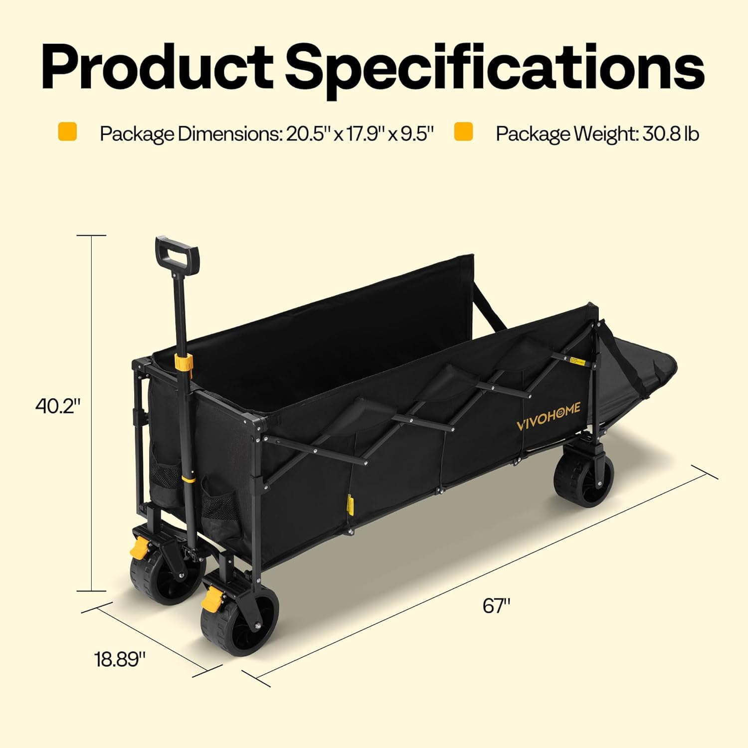 SPECSTAR 48''L Extended Collapsible Wagon Cart with 440lbs Weight ...