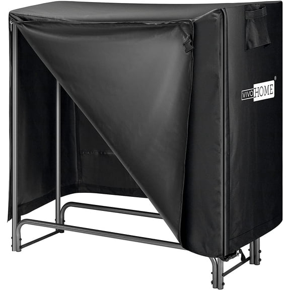 5 Foot Black - 1/4 Cord Plus Firewood Storage Log Rack With Seasoning ...