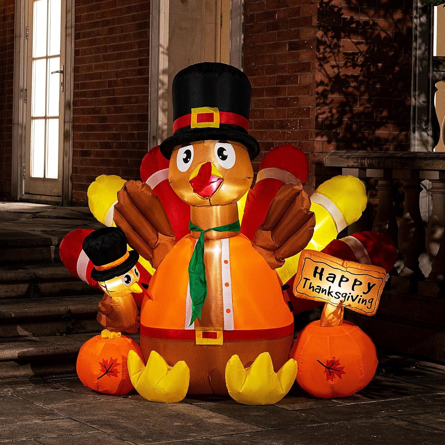 SPECSTAR 5ft Height Thanksgiving Inflatable LED Lighted Turkey with Hat ...