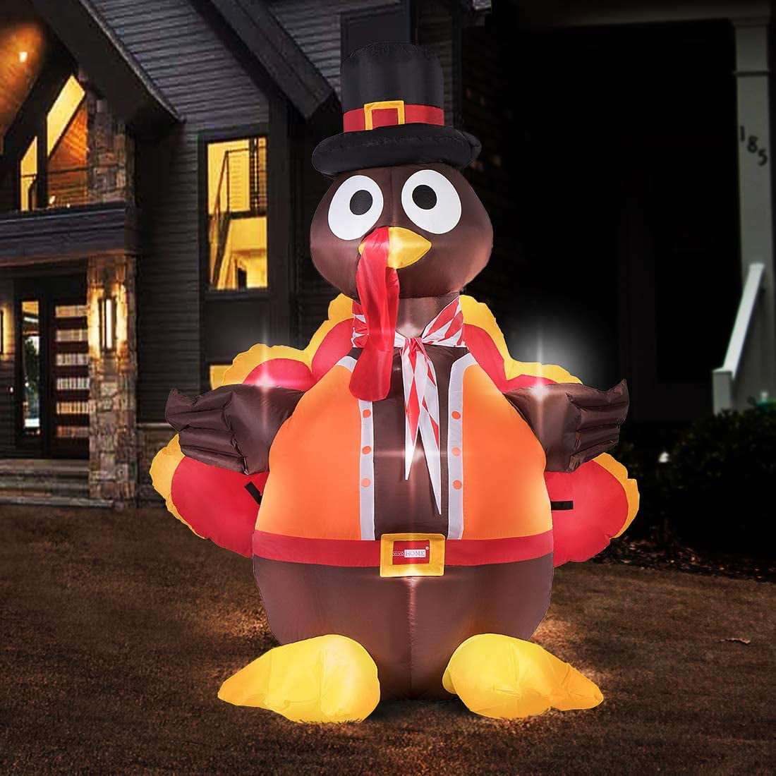 SPECSTAR 6ft Thanksgiving Inflatable Turkey, LED Lights, Outdoor Fall ...