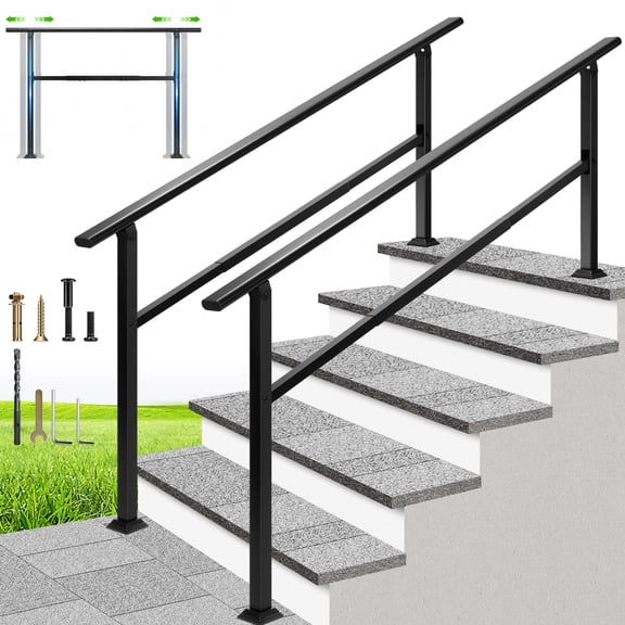 SPECSTAR 2-Pack Galvanized Steel Hand Rails for Outdoor Steps – 13.5 ...