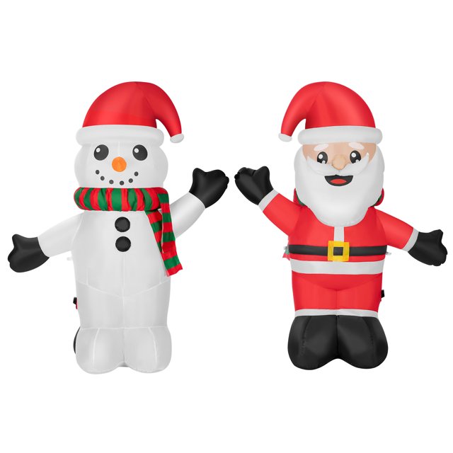 SPECSTAR 6ft 2 in 1 Christmas Inflatable LED Lighted Santa and Snowman ...