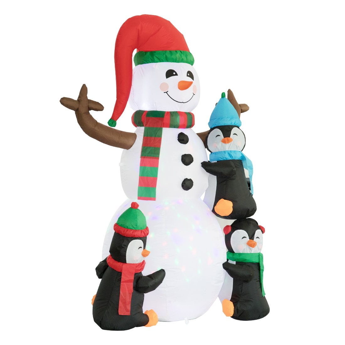 SPECSTAR 6ft Outdoor Xmas Inflatable Snowman and Penguins with Rotating ...