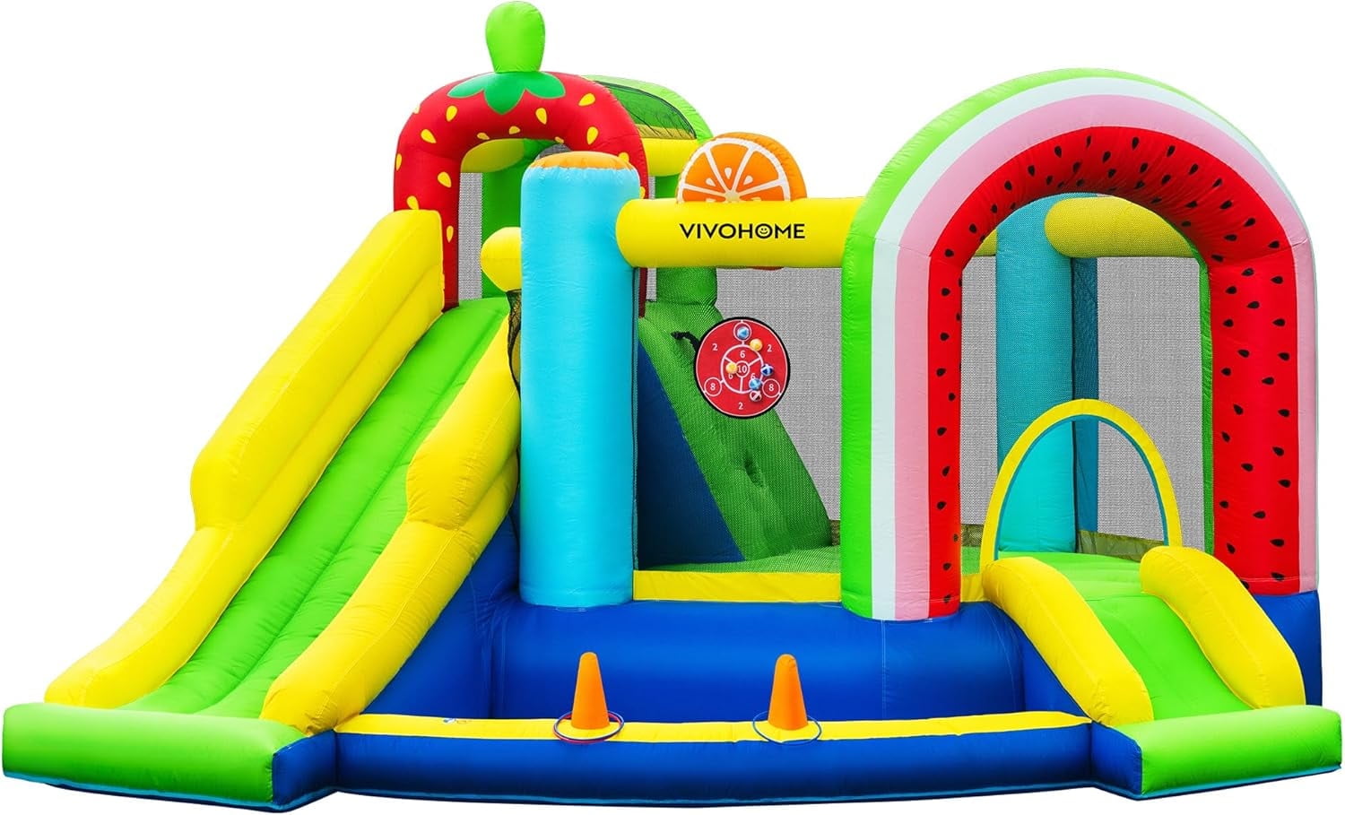 SPECSTAR 7-in-1 Kids Bounce House, Inflatable Water Slide, Trampoline, Basketball Hoop, Blower ...