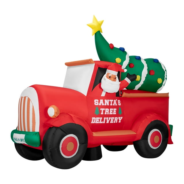 SPECSTAR 7.5ft Christmas Inflatable Santa Delivery on Red Truck with ...