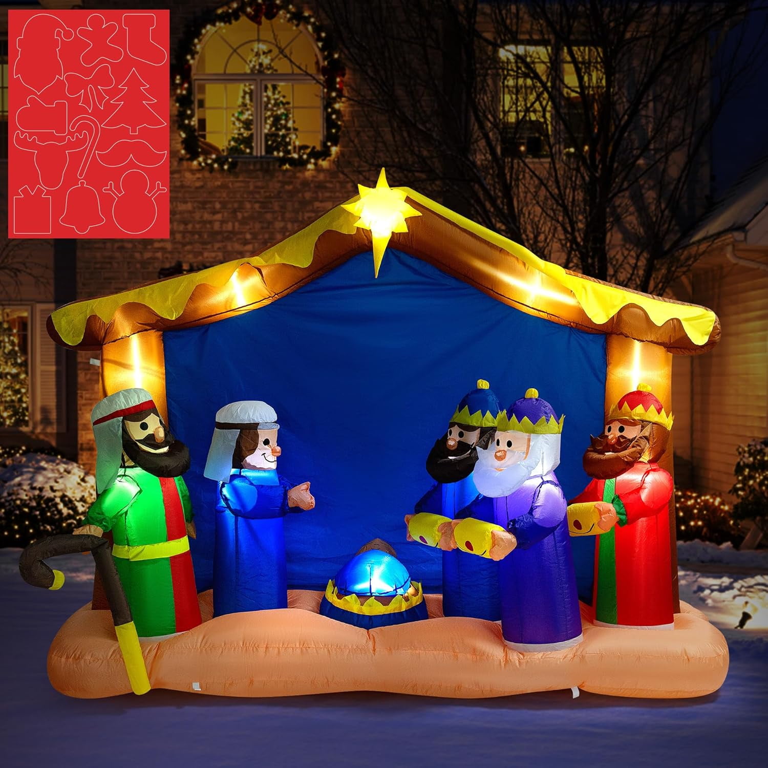 SPECSTAR 7.8FT Christmas Inflatable Outdoor Decoration, Nativity Scene ...
