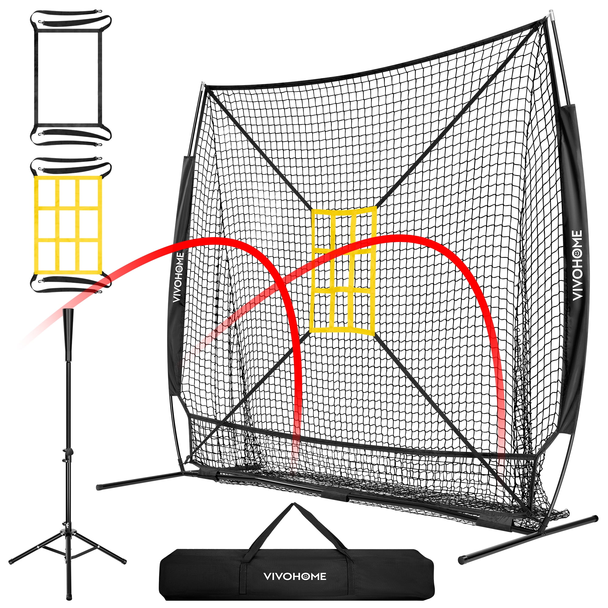 SPECSTAR 7'x7' Baseball Softball Practice Net with Fiberglass Frame and ...