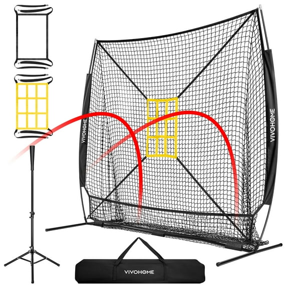 SPECSTAR 7'x7' Baseball Softball Practice Net with Fiberglass Frame and ...