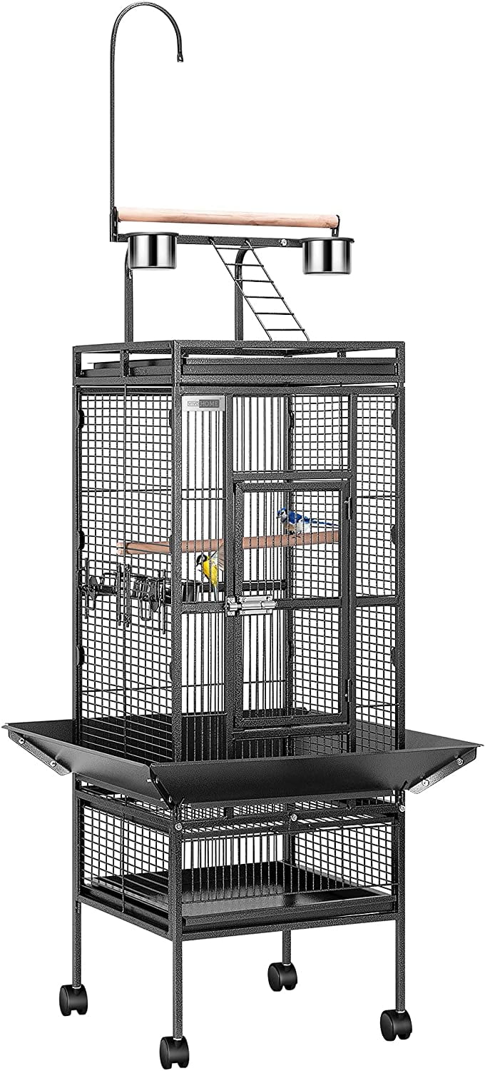 SPECSTAR 72" Large Rolling Metal Bird Cage with Play Top for Parrots ...