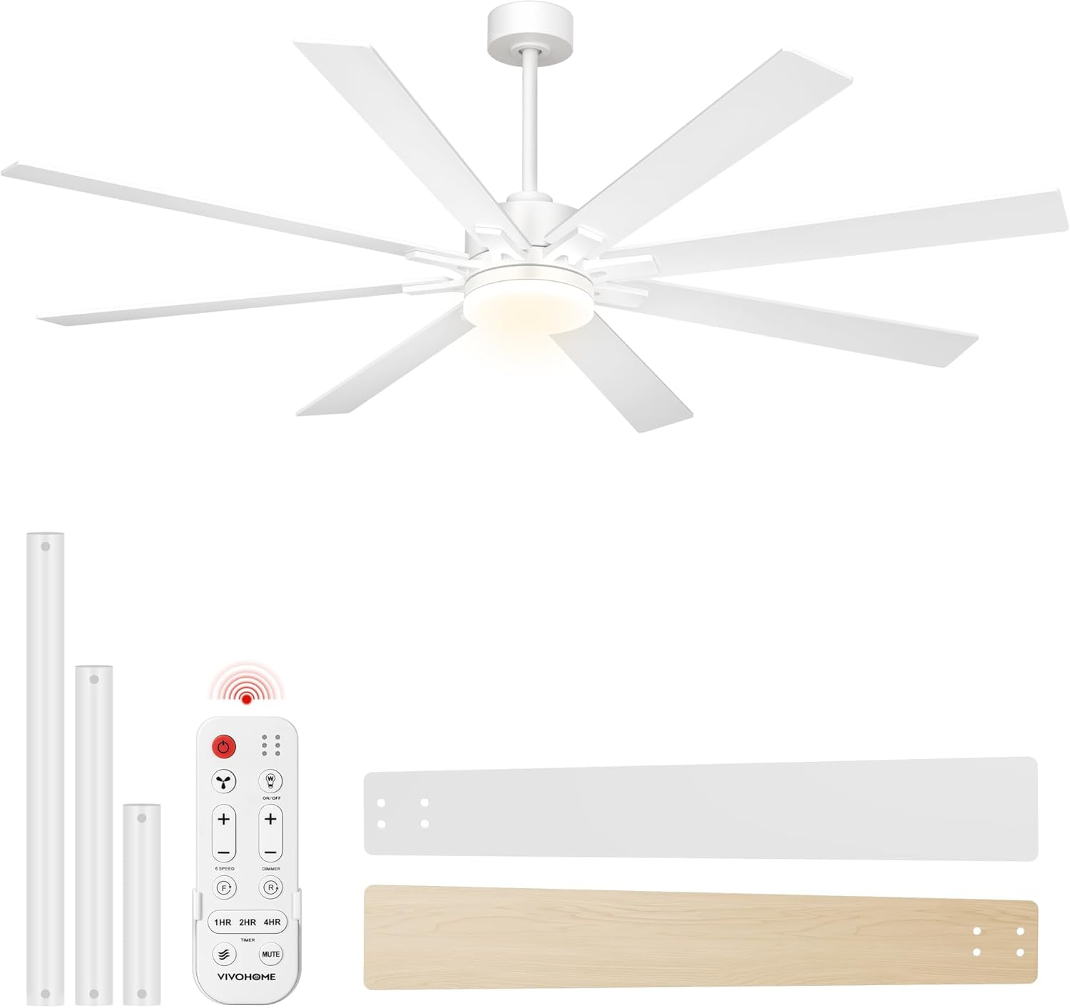 SPECSTAR 72 inch Ceiling Fans with Lights, Flush Mount Ceiling Fan with ...