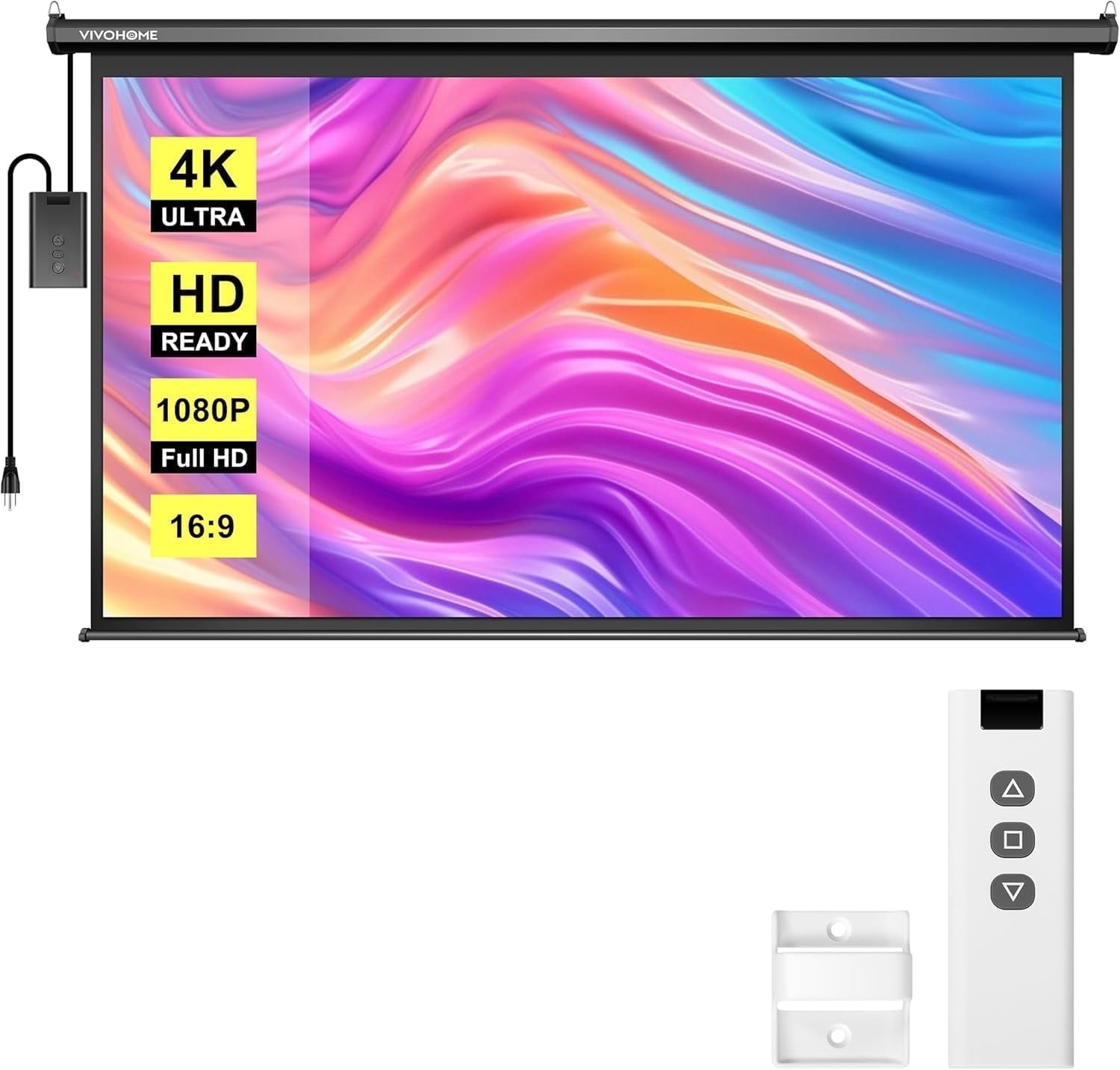 SPECSTAR Motorized Projector Screen with Remote, 16:9 84 Inch Auto ...