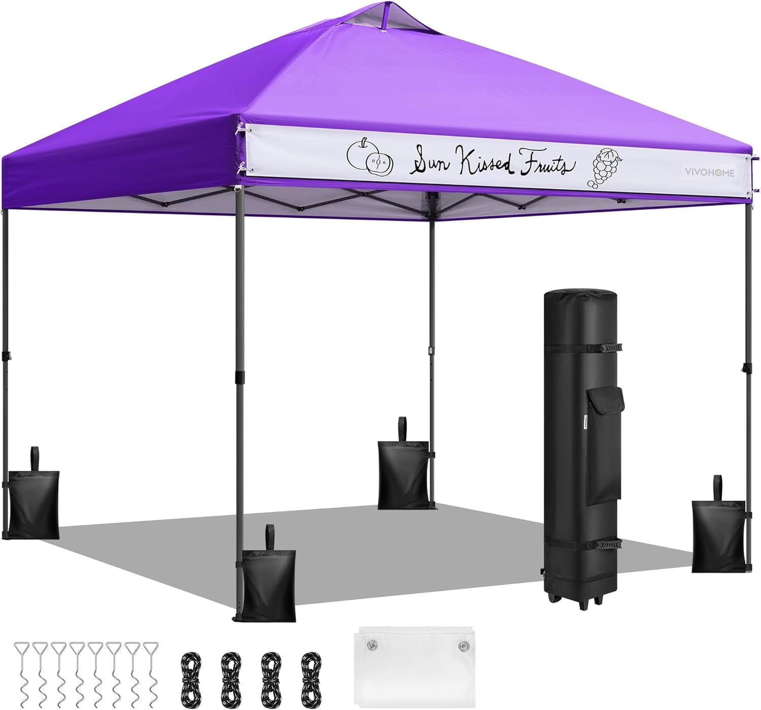 SPECSTAR 8X 8ft Pop-up Canopy Tent One Push Setup Tent with Wheel Carry ...