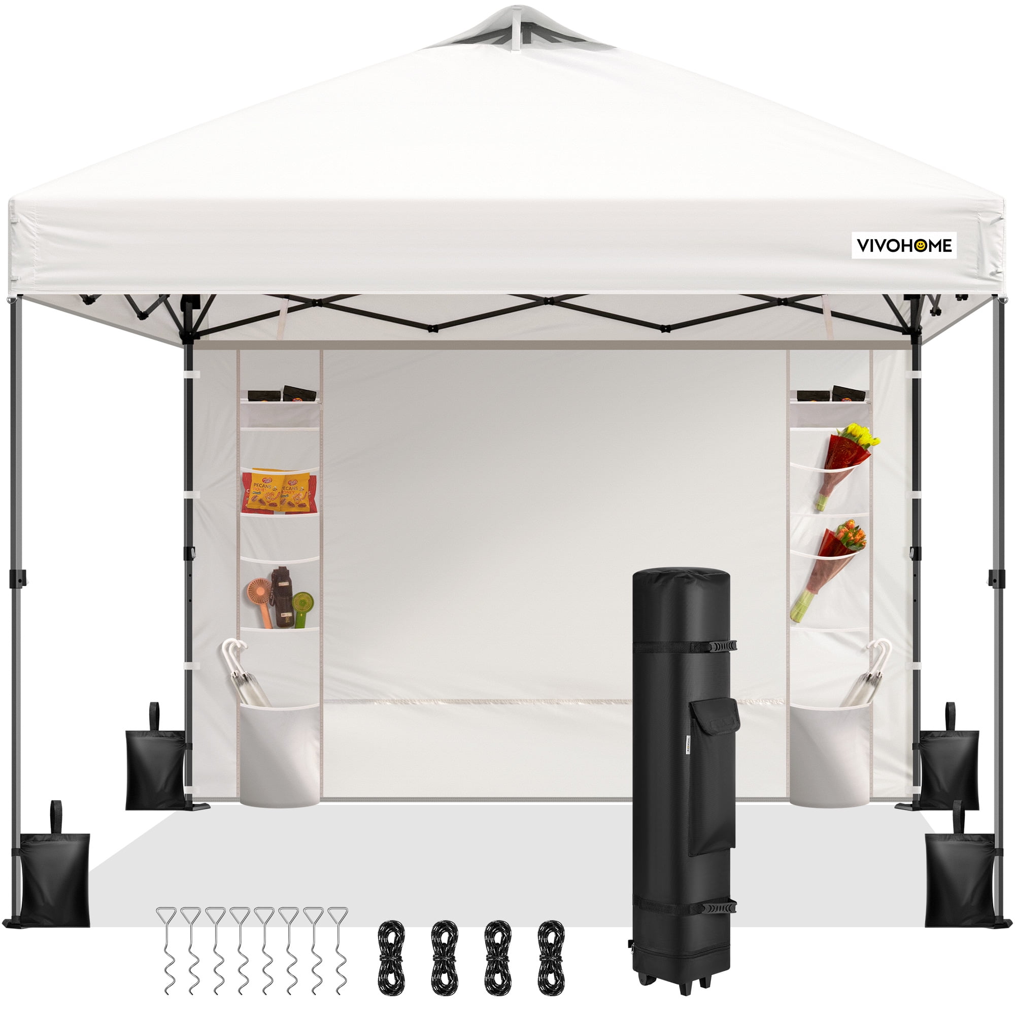 SPECSTAR 8'x8' Pop Up Canopy, One Push Set-up Tent with 1 Sidewall for ...