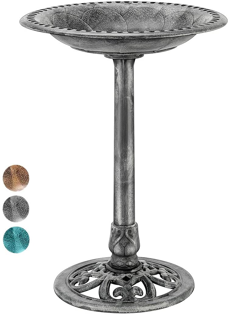Panacea Galvanized Vintage Style Metal Bird Bath and Pedestal Stand ...
