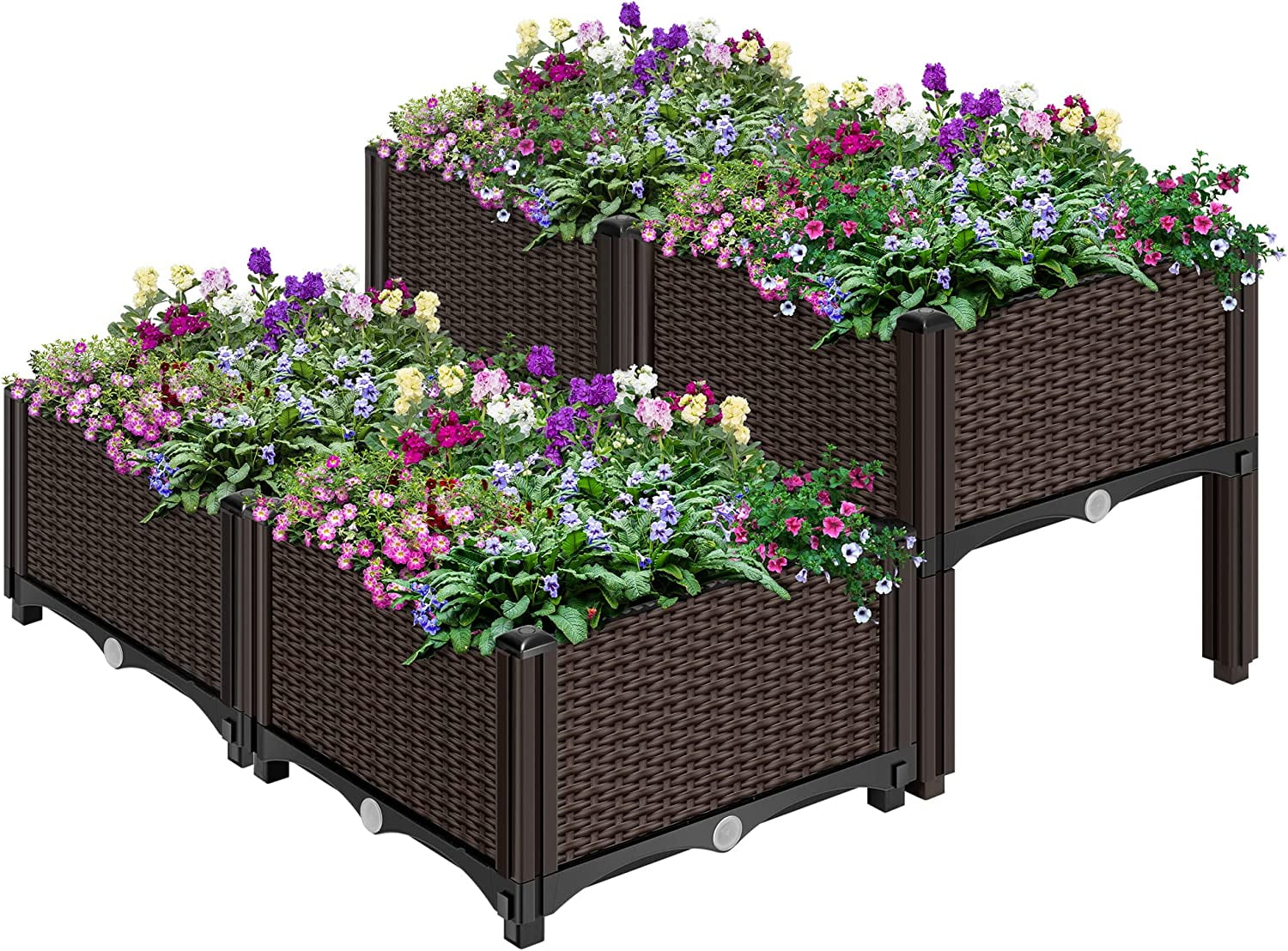 "SPECSTAR Outdoor Raised Garden Bed Boxes, Plastic Plant Containers, 17 ...