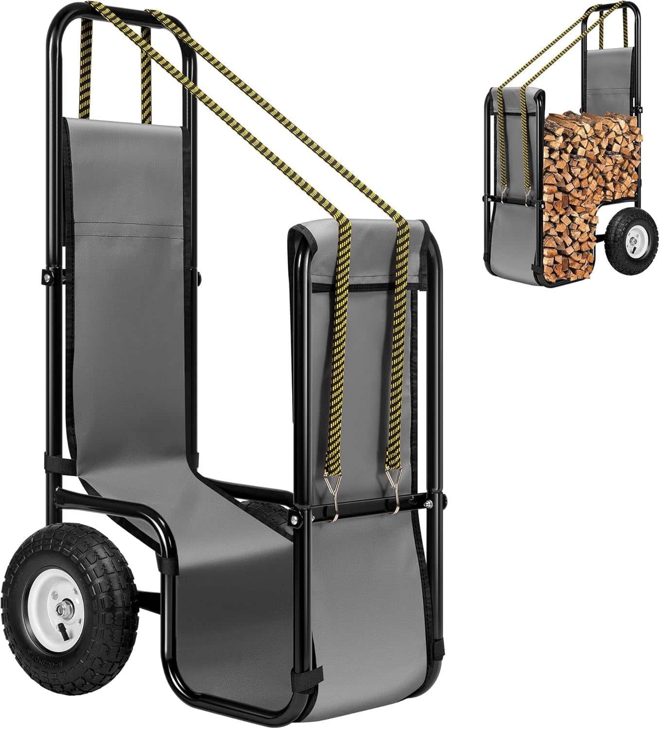 SPECSTAR Firewood Log Cart Carrier with Rubber Wheels and 600D Oxford ...