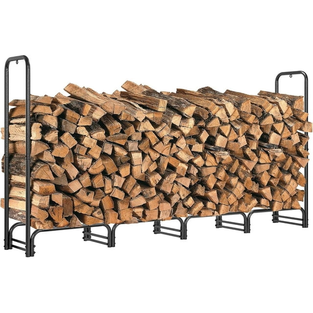 SPECSTAR 8ft Firewood Rack Outdoor, Heavy Duty Adjustable Log Holder ...