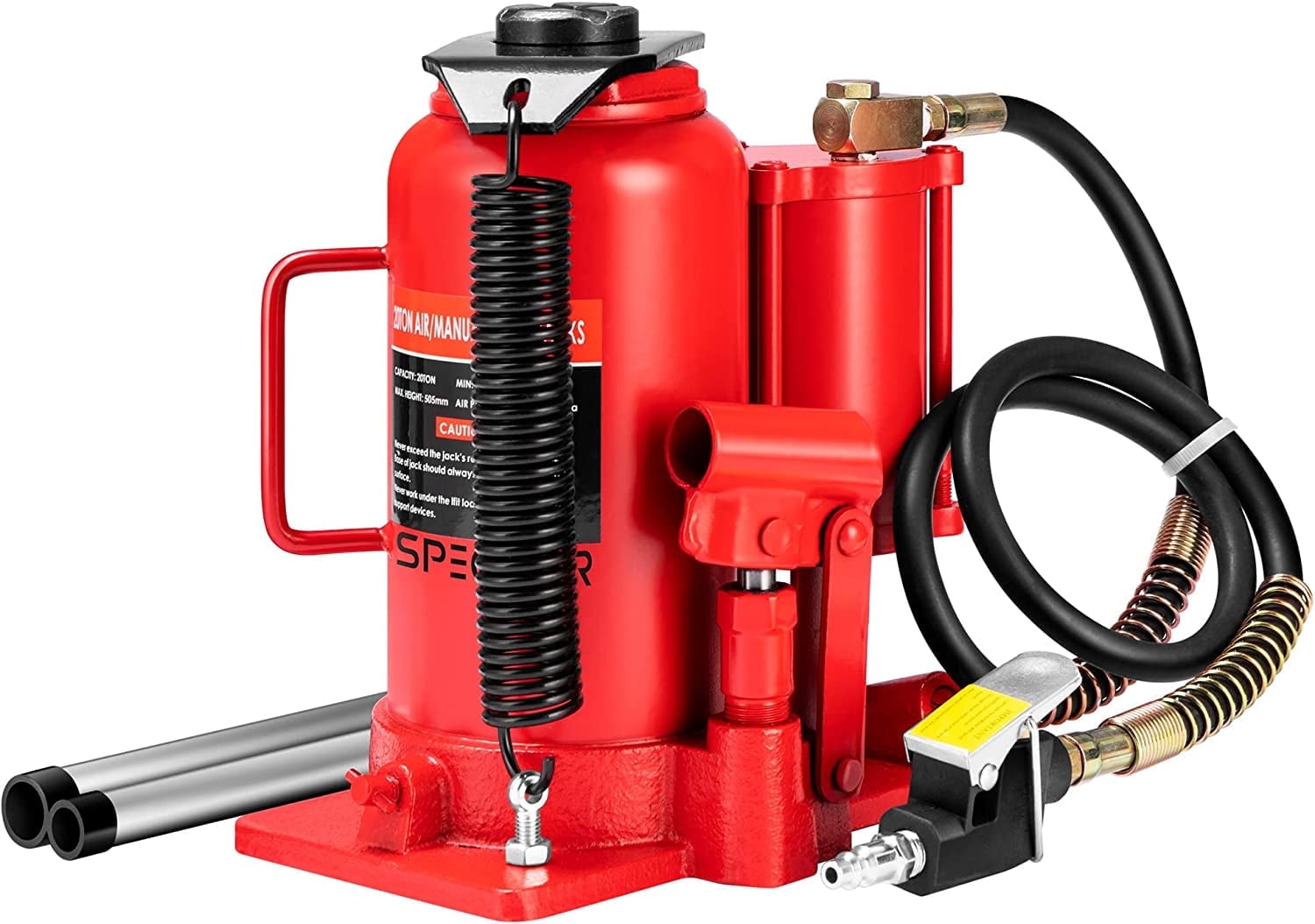 SPECSTAR Pneumatic Air Hydraulic Bottle Jack with Manual Hand Pump 20 ...