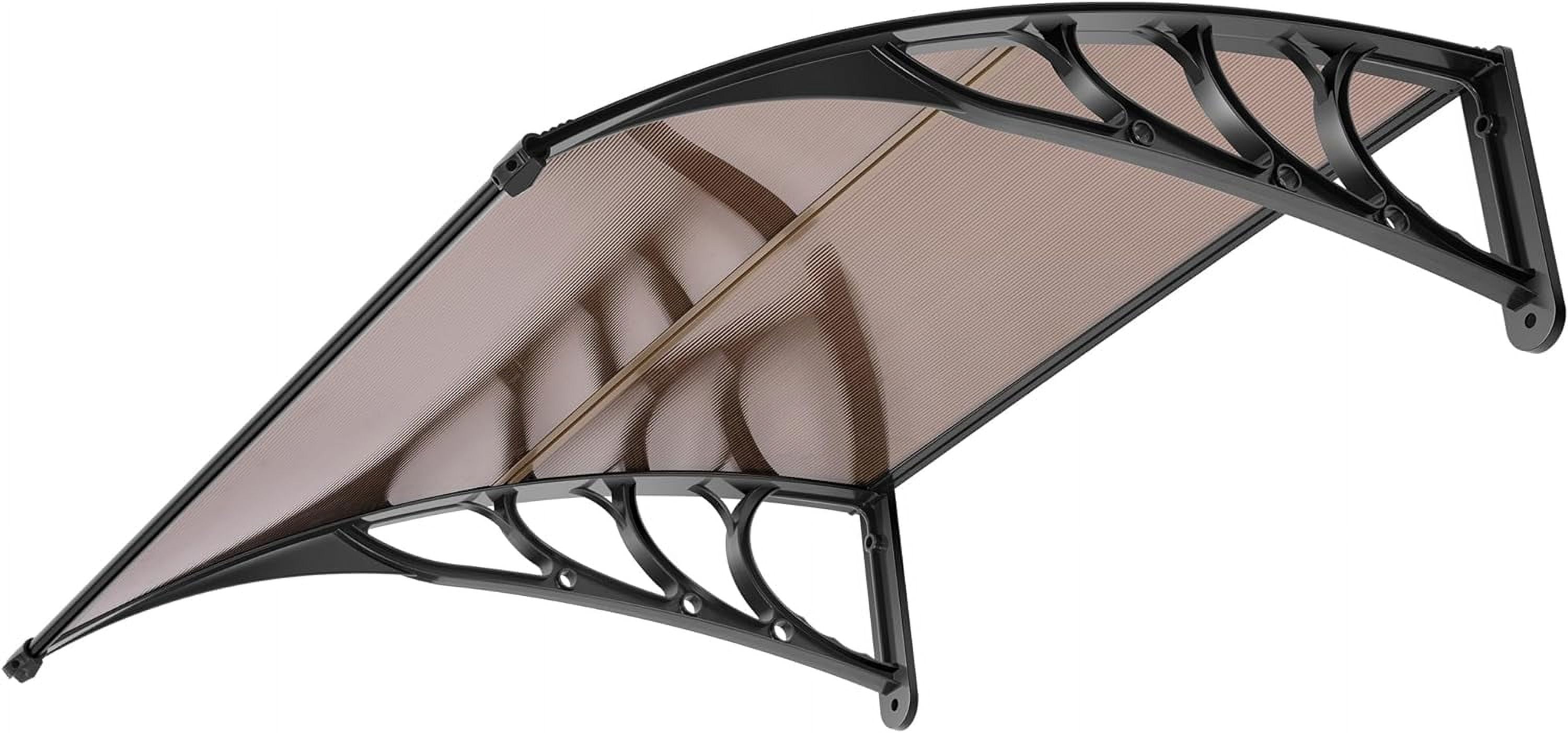 SPECSTAR Polycarbonate Window Door Awning Spliced Canopy Brown with Black Bracket 40 inch x 40 ...