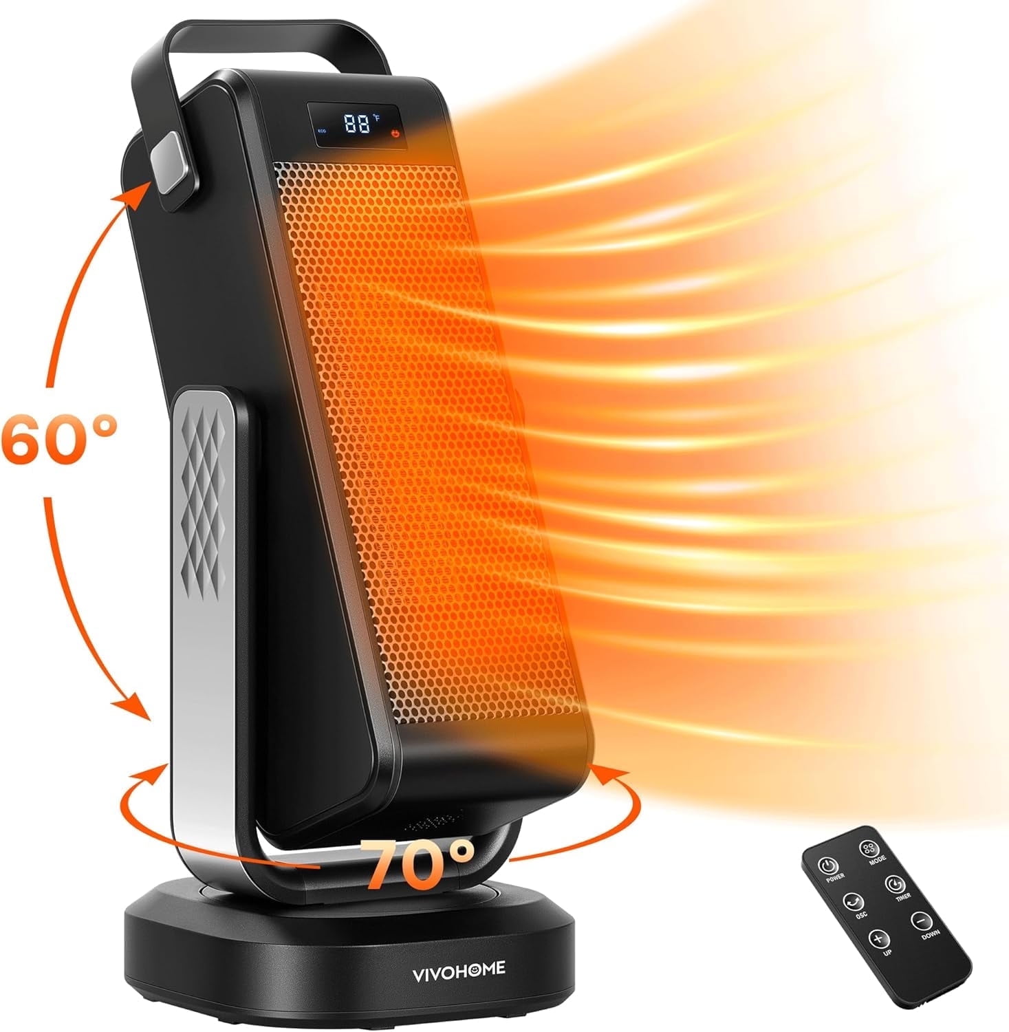 SPECSTAR Space Heater for Indoor Use, 3D Oscillating Portable Quiet ...