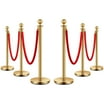 Costway 6Pcs Stanchion Posts, Queue Pole with Retractable Red Belt ...