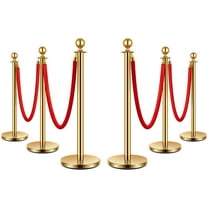 Costway 6Pcs Stanchion Posts Queue Pole Retractable 3 Velvet Ropes with ...