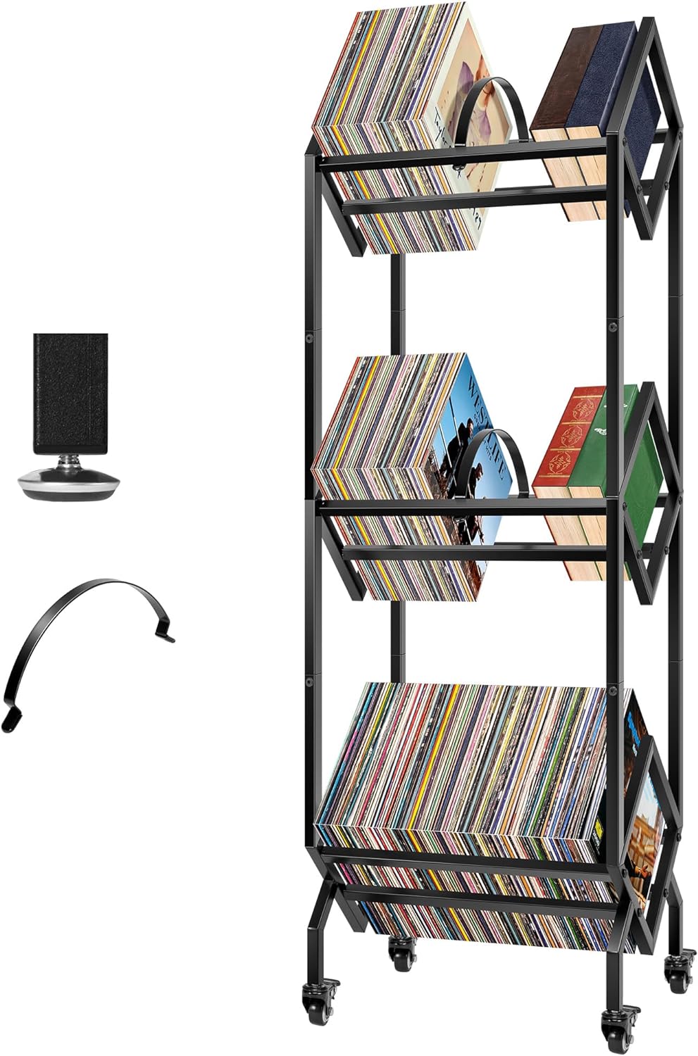 SPECSTAR Vinyl Record Storage Rack, 3 Tier Record Organizer 240-300 LP ...
