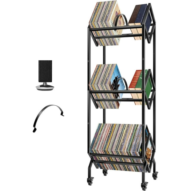 SPECSTAR Vinyl Record Storage Rack, 3 Tier Record Organizer 240-300 LP ...