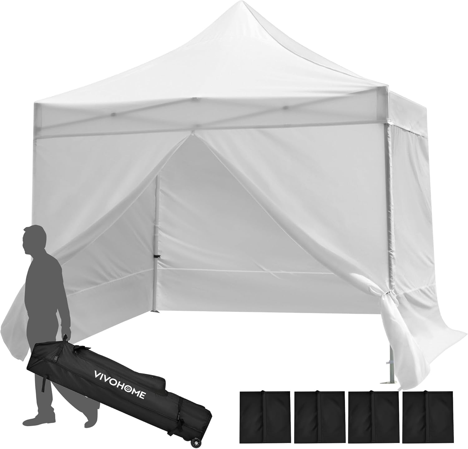 SPECSTAR White Commercial Tent 8' x 8' Instant Pop-up Straight Leg ...