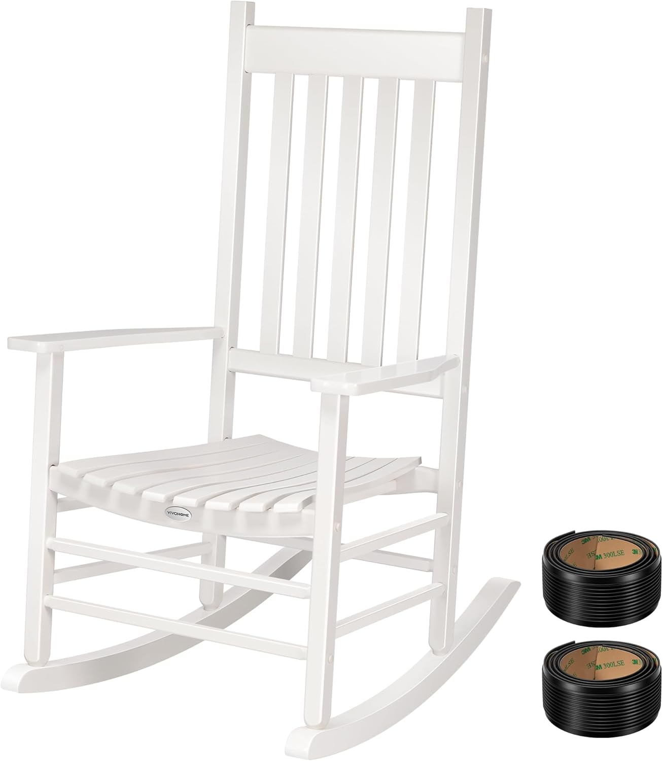SPECSTAR Oversized Wooden Rocking Chair with Anti-Slip Strips for Noise ...