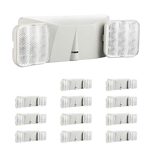 SPECTSUN 12 Pack White Emergency Lighting with 2 LED Heads White ...