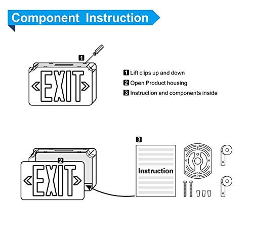 SPECTSUN 1PACK LED Exit sign Light with Battery Backup, Red Exit ...