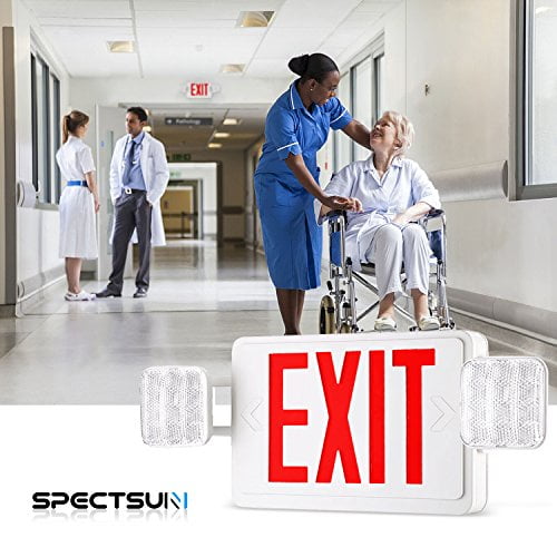 SPECTSUN 2 Pack LED Sign Emergency Light, Red Exit Sign Light with ...