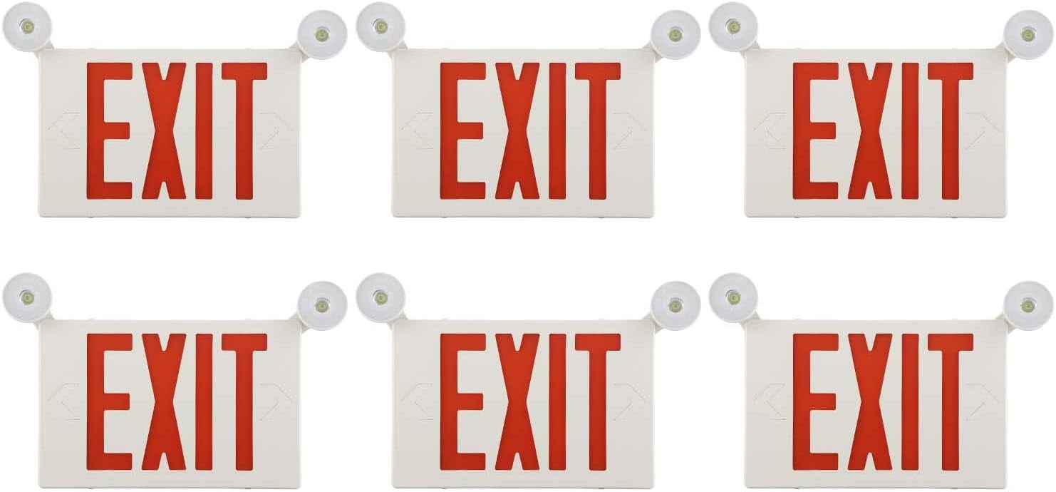 SPECTSUN 6 PACK Led Exit Sign with Emergency Lights &Battery Backup ...