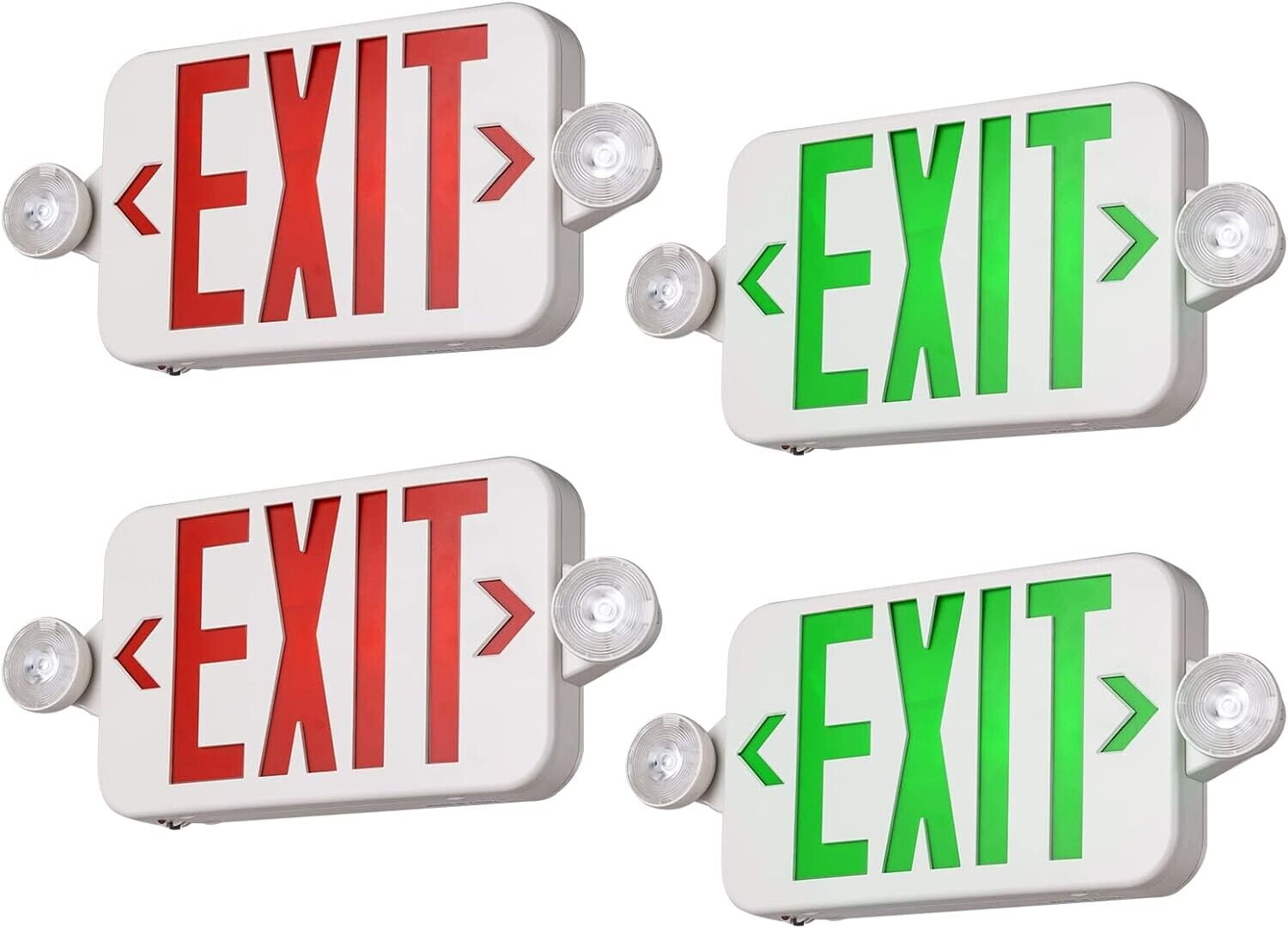 SPECTSUN 4 Packs Red&Green Led Exit Sign with Emergency Lights ...