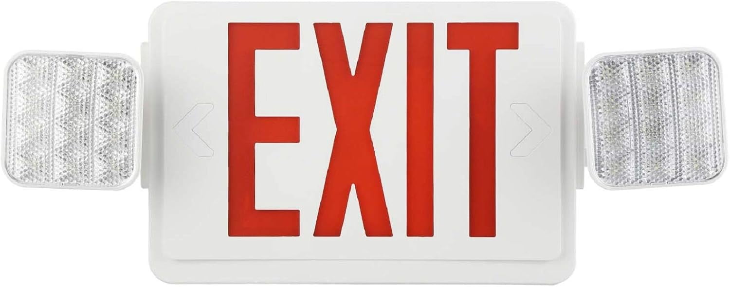 SPECTSUN Exit Sign with Emergency Light, Red Emergency Exit Lights with ...