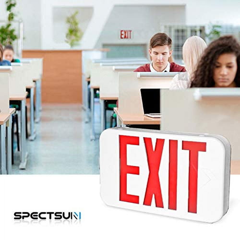 SPECTSUN LED 6 PACK Exit Sign with Battery Backup -Red Exit Light ...