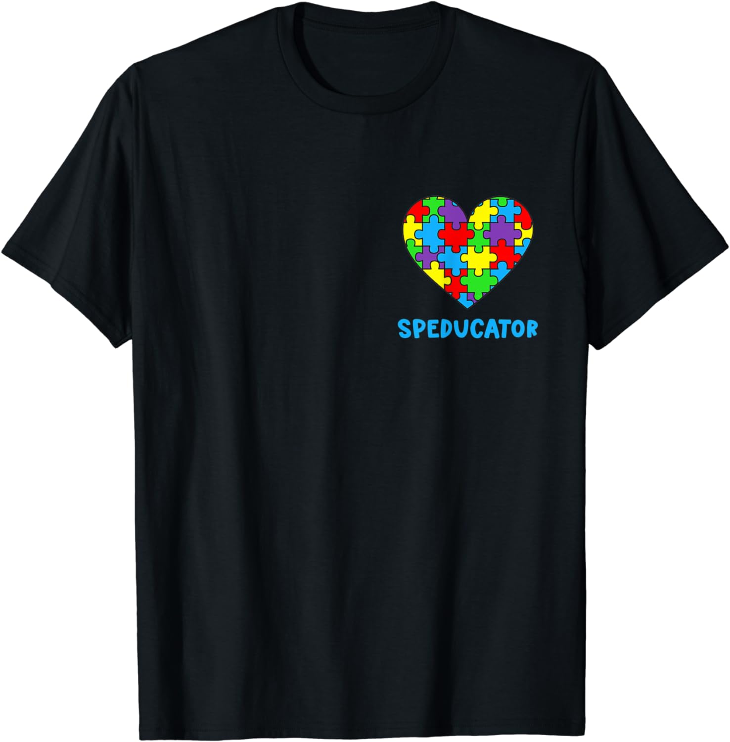SPED Speducator Autism Awareness Month Heart Puzzle Pocket T-Shirt ...