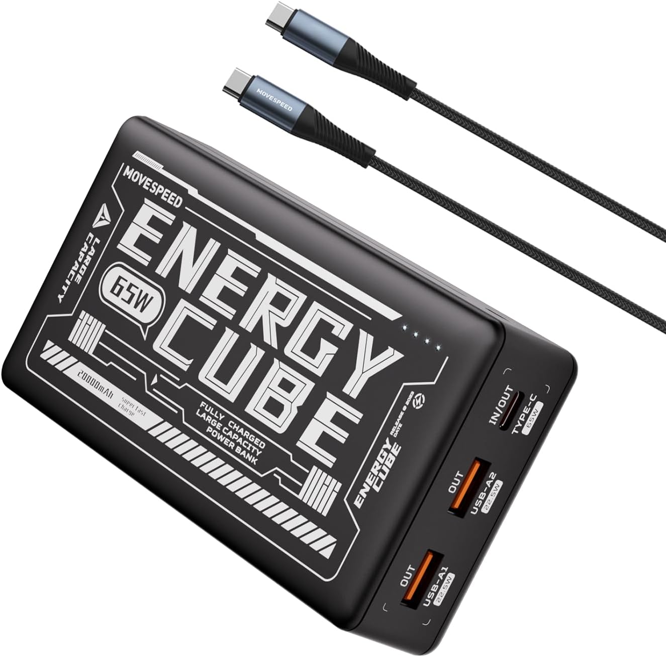 SPEED Laptop Portable Charger 65W 20000mAh, Power Bank Fast Charging ...