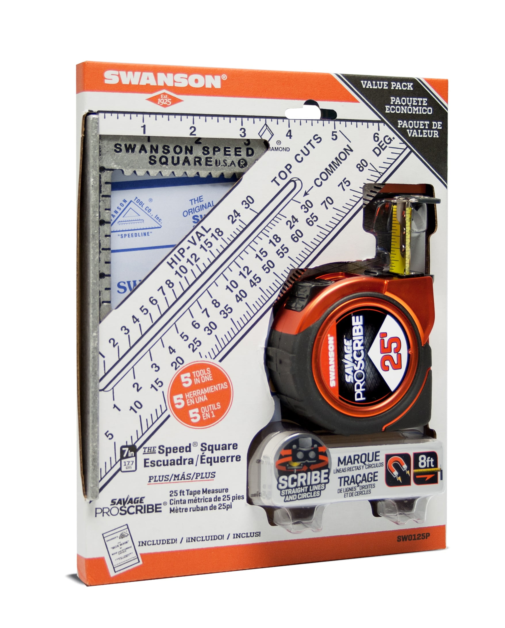 SPEED SQUARE AND 25 FT PROSCRIBE TAPE MEASURE VALUE PACK - Walmart.com