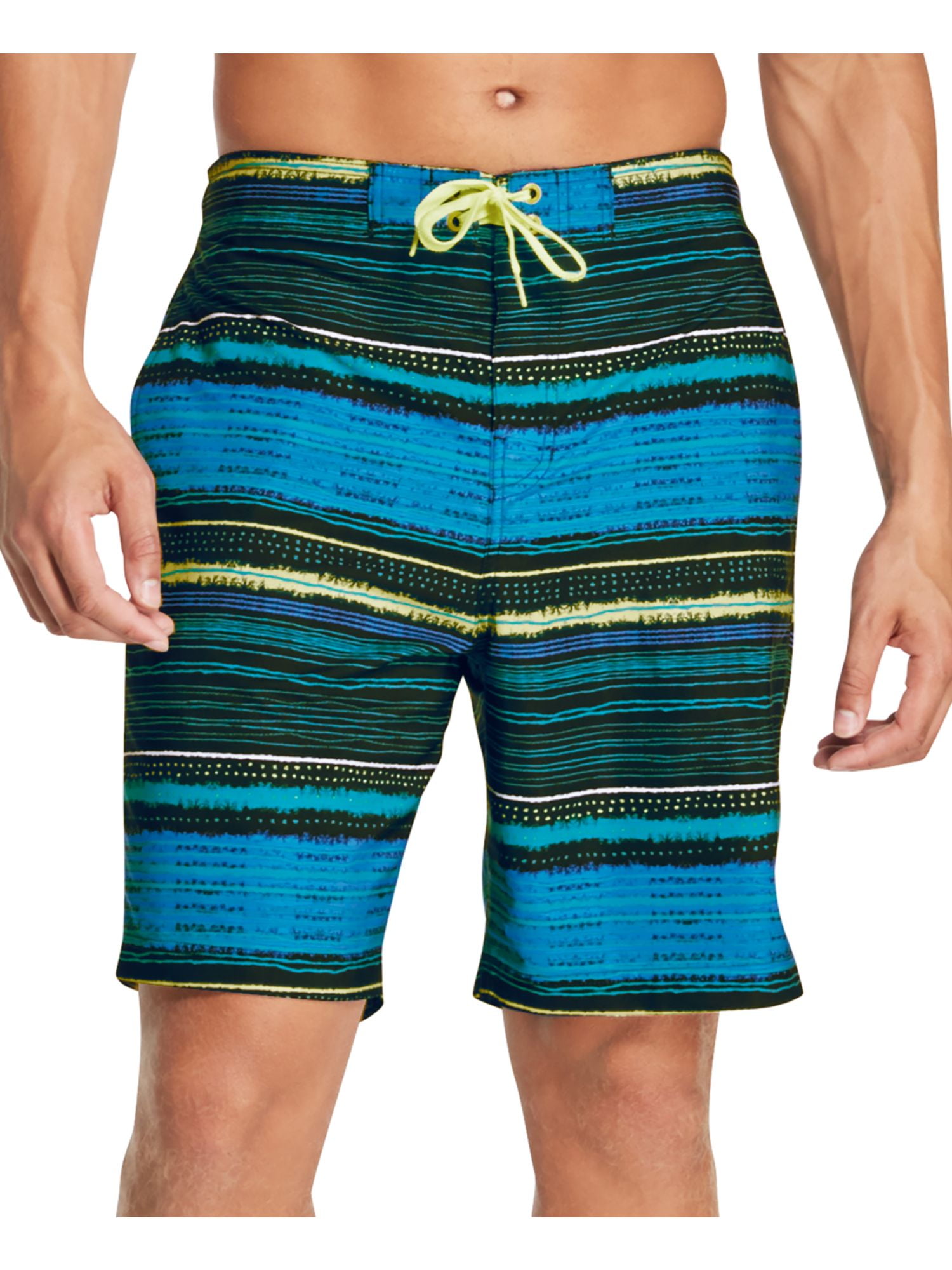 SPEEDO Mens Blue Lined Printed Stretch Swim Trunks S - Walmart.com
