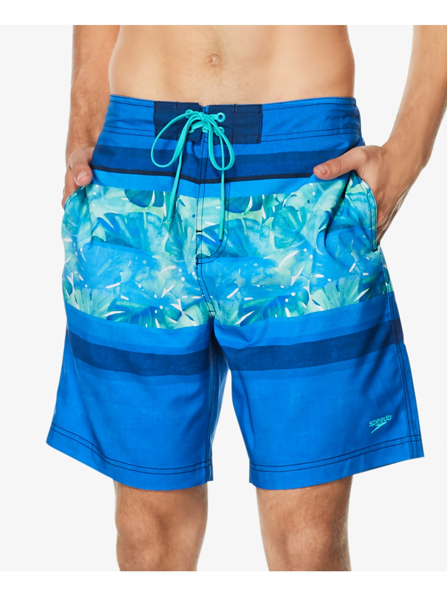 SPEEDO Mens Horizon Bondi Blue Lined Stretch Shorts S - Walmart.com