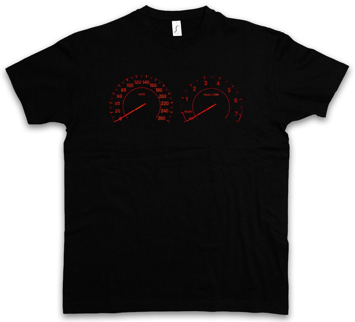 SPEEDOMETER T-SHIRT Tacho Car Racing Tuning Oldtimer Classic Speed KM/H ...