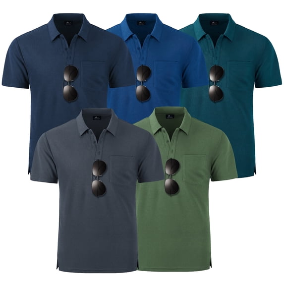 SPEEDRUN 5 Pack Polo Shirt for Men's and Big Men's, Comfort Collar ...