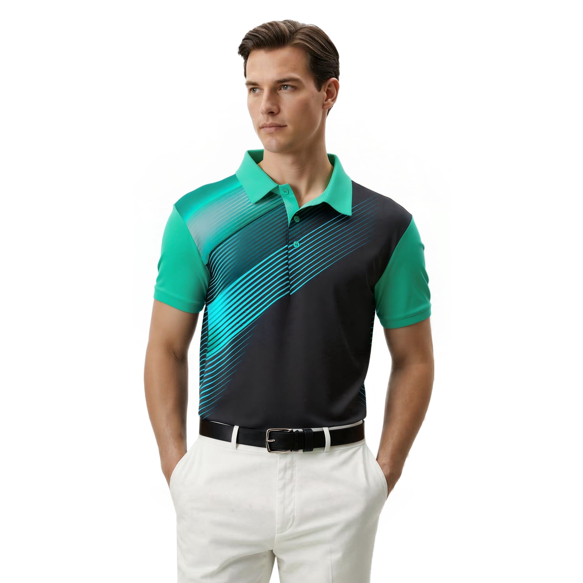 SPEEDRUN Short Sleeve Golf Shirts for Men, Dry Fit Print Polo Shirt ...