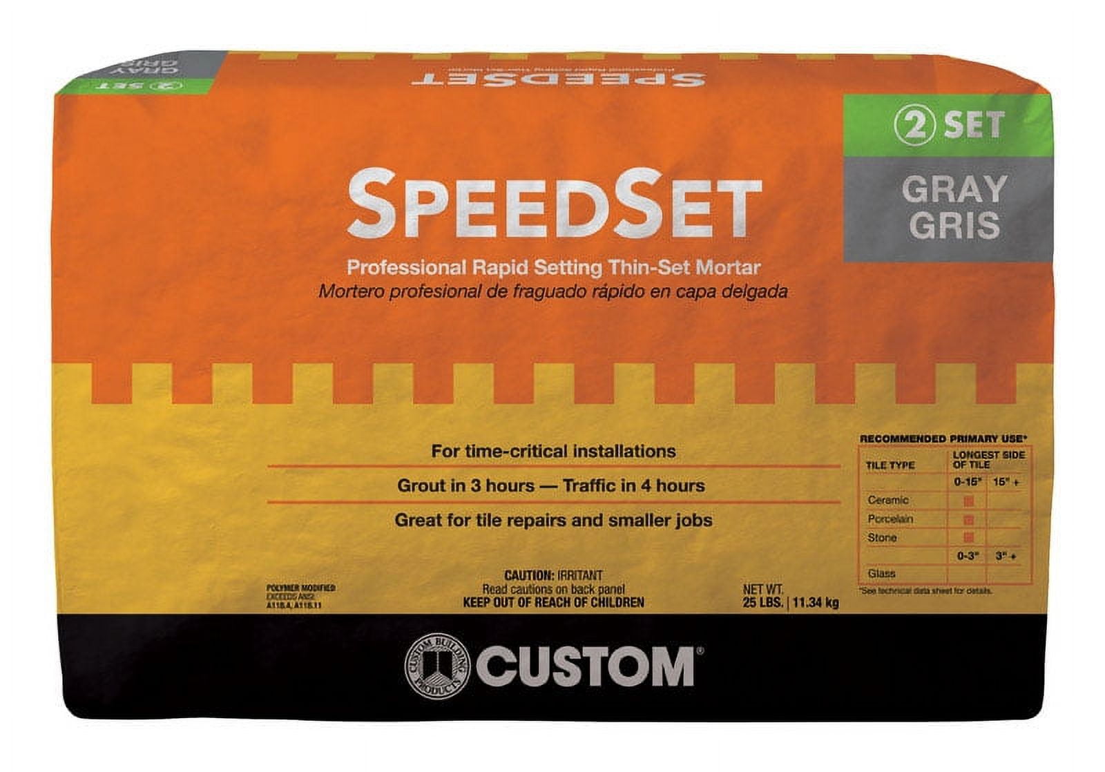 Custom Building Products SpeedSet Gray Thin-Set Mortar 25 lb - Walmart.com