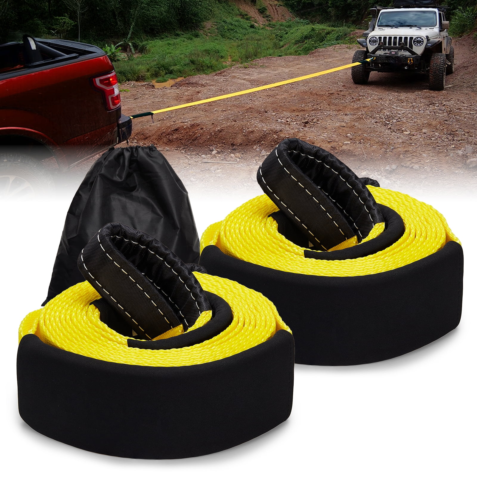 SPEEDWOW 2PCS Tow Strap, 3”x20Ft 40,000 lbs Heavy Duty Tow Rope with Triple Reinforced Loops ...