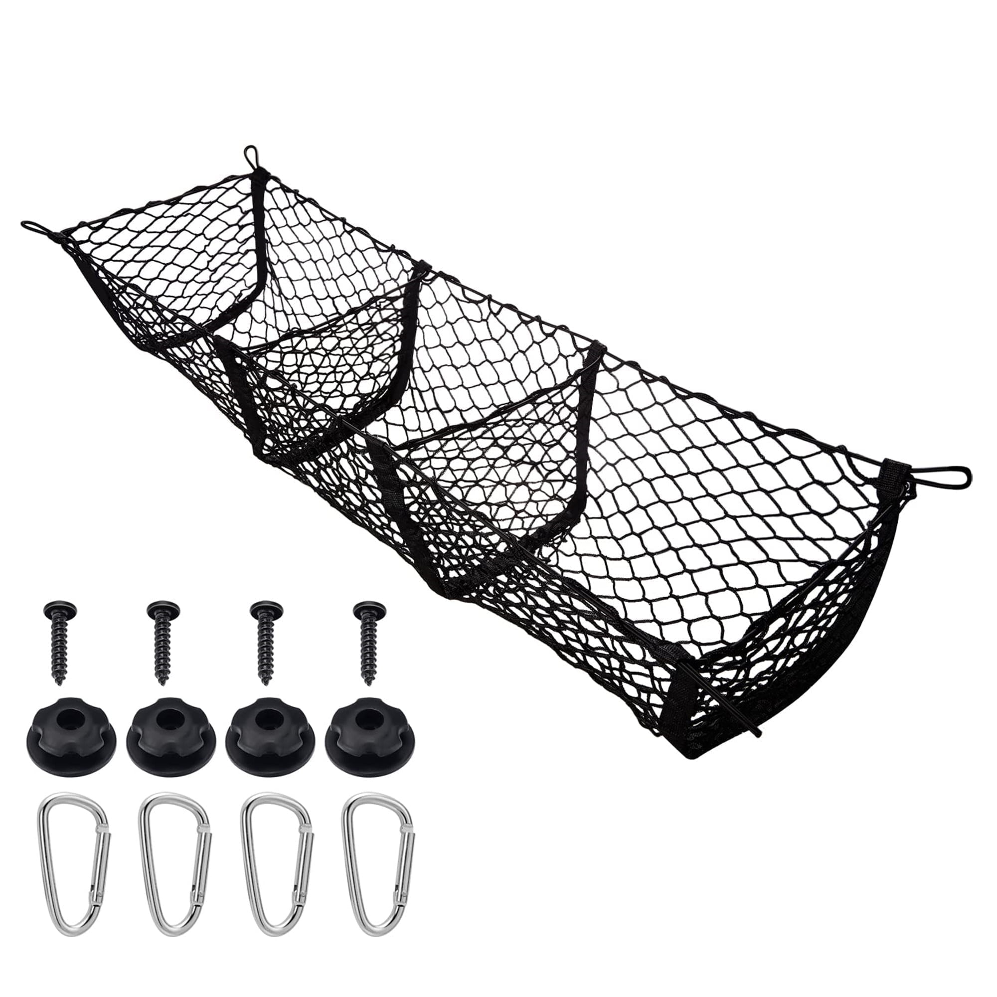 SPEEDWOW 3 Pocket Cargo Net Trunk Bed Organizer,Mesh Storage Net with 4 ...
