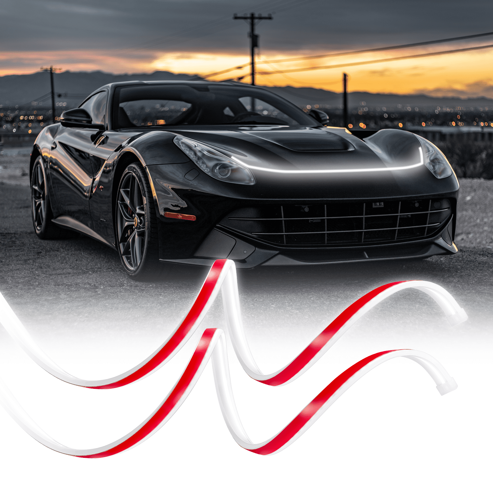 SPEEDWOW 60" Car LED Hood Light Strip, Waterproof Daytime Running ...