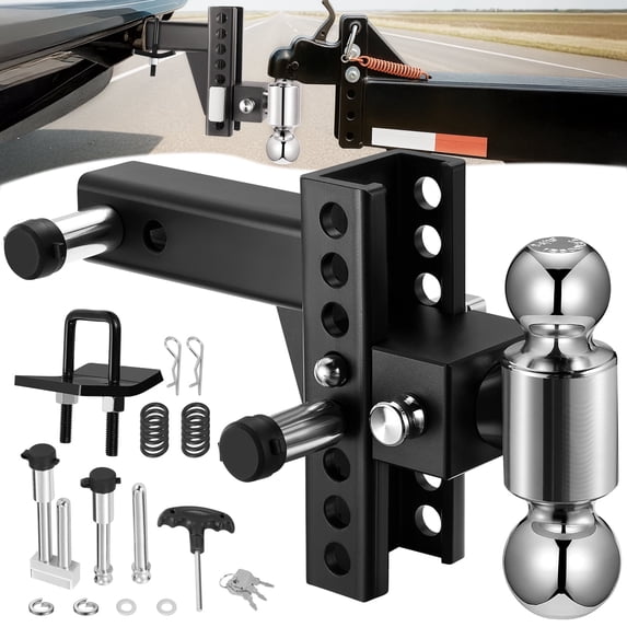 SPEEDWOW Heavy Duty Adjustable Trailer Hitch for 2" Receiver, 20,000 ...